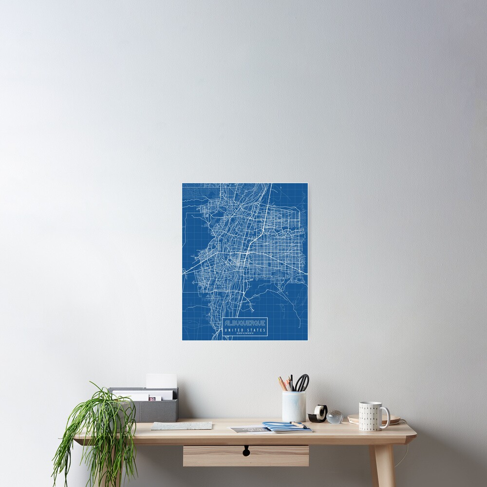 "Albuquerque City Map of New Mexico, USA - Blueprint" Poster for Sale ...