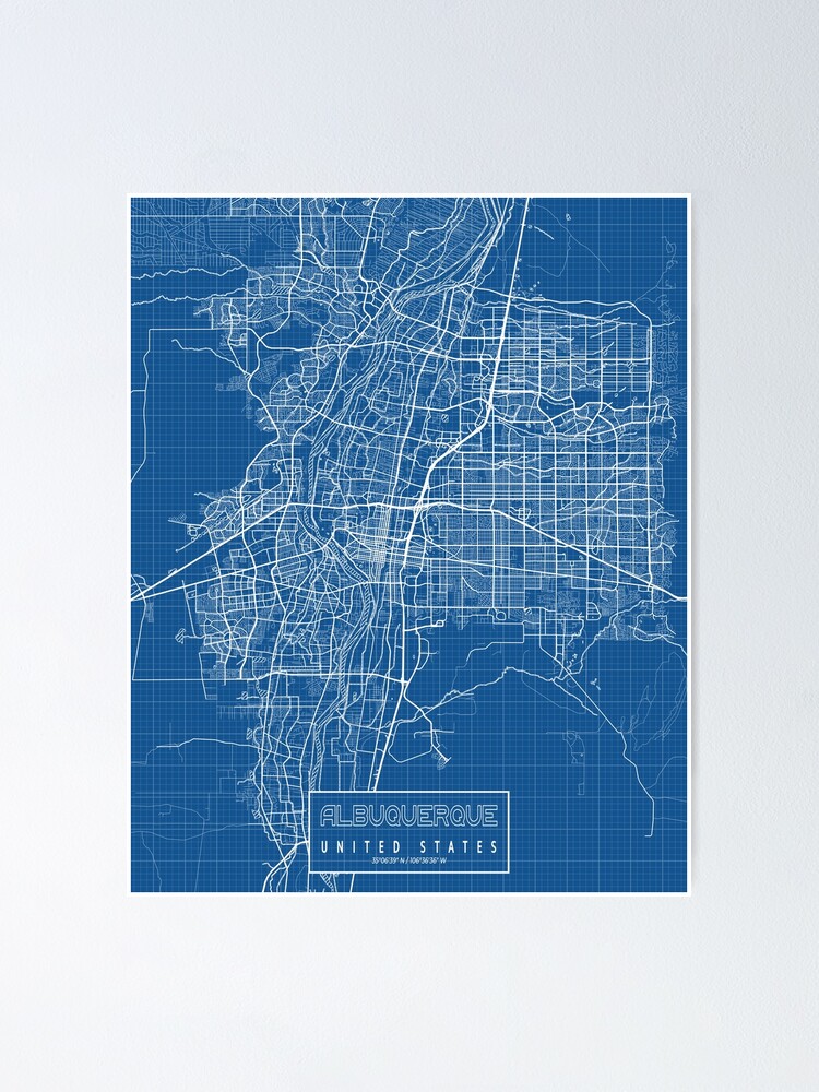 "Albuquerque City Map of New Mexico, USA - Blueprint" Poster for Sale ...
