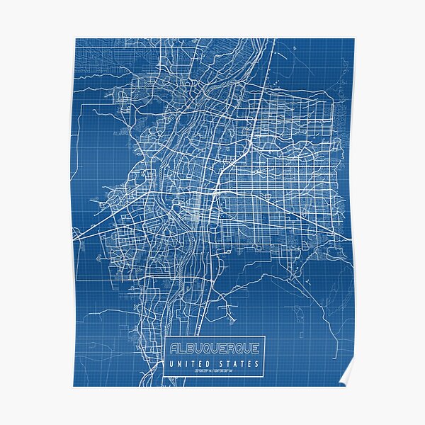 "Albuquerque City Map of New Mexico, USA - Blueprint" Poster for Sale ...