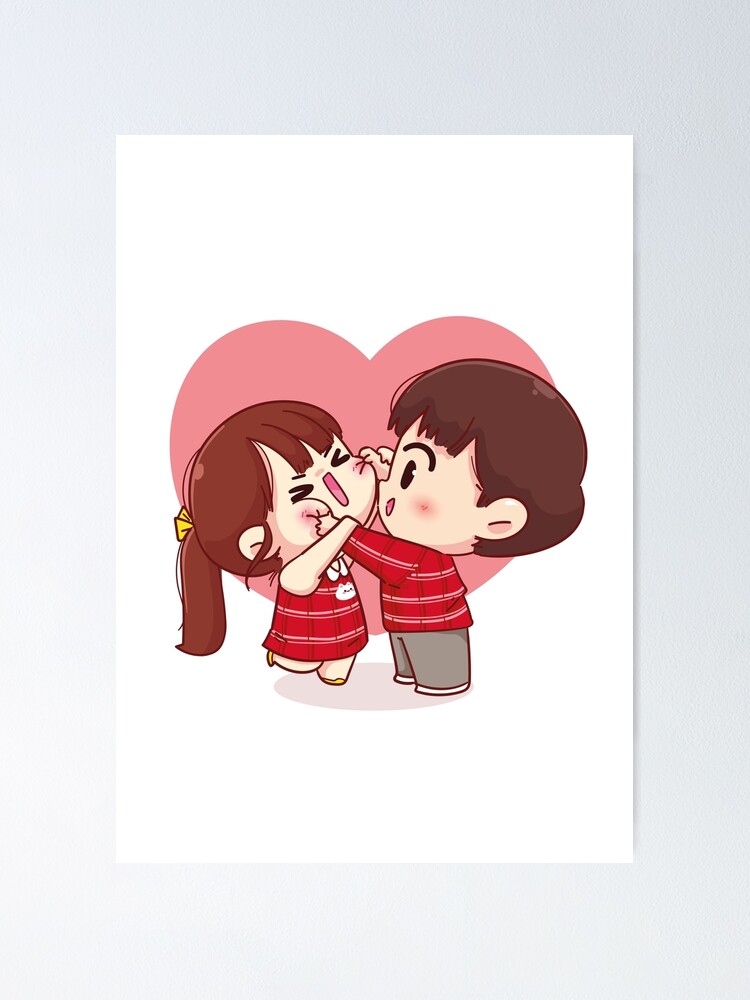 "Cute boy pinching his girlfriend's cheeks" Poster by OldiesGoldies ...