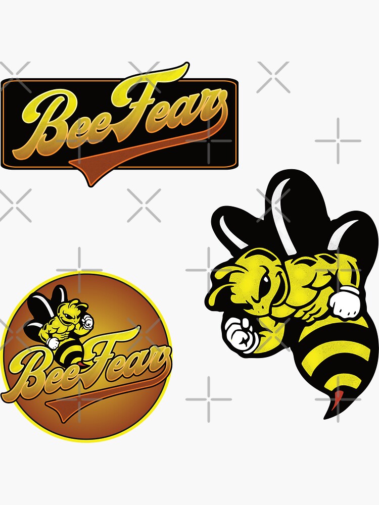 "Bee Fear Fighting Insect Funny Sports Logo" Sticker for Sale by ...