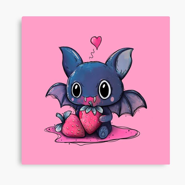 "Vampire bat with strawberries " Canvas Print for Sale by jess1586 ...