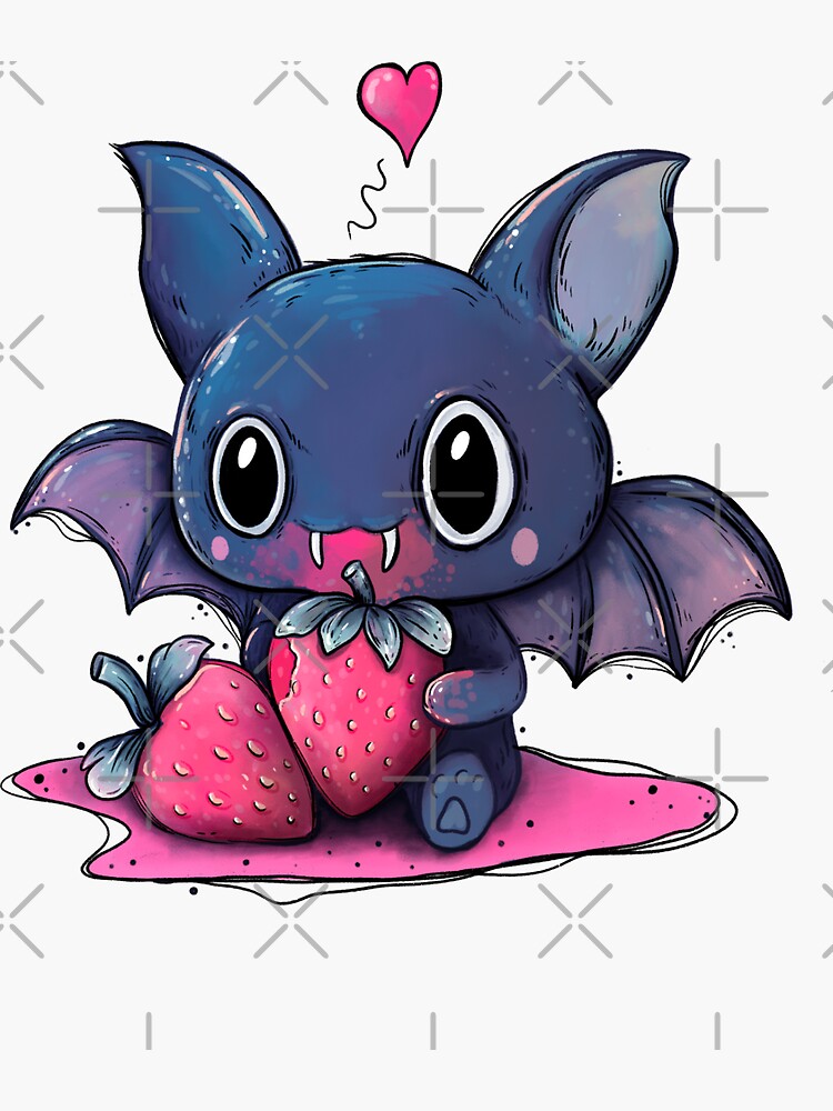"Vampire bat with strawberries " Sticker for Sale by jess1586 | Redbubble