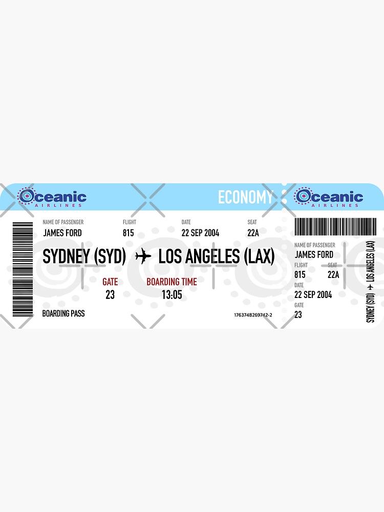 "Oceanic Airlines Flight 815 Plane Ticket - James Ford (Sawyer ...