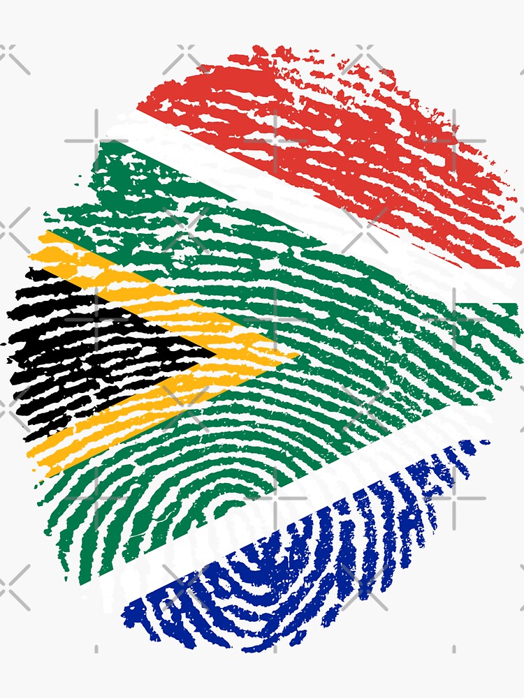 "fingerprint flags south africa black africa brazil, freedom" Sticker ...