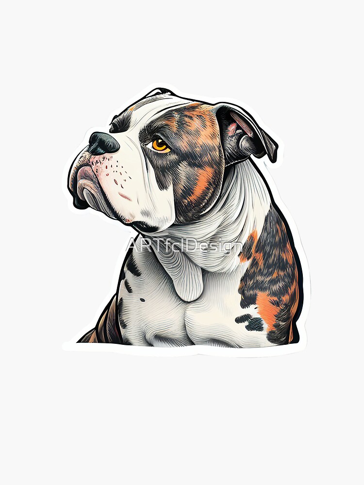 "American Bulldog - Digital Art" Sticker for Sale by ARTfclDesign ...