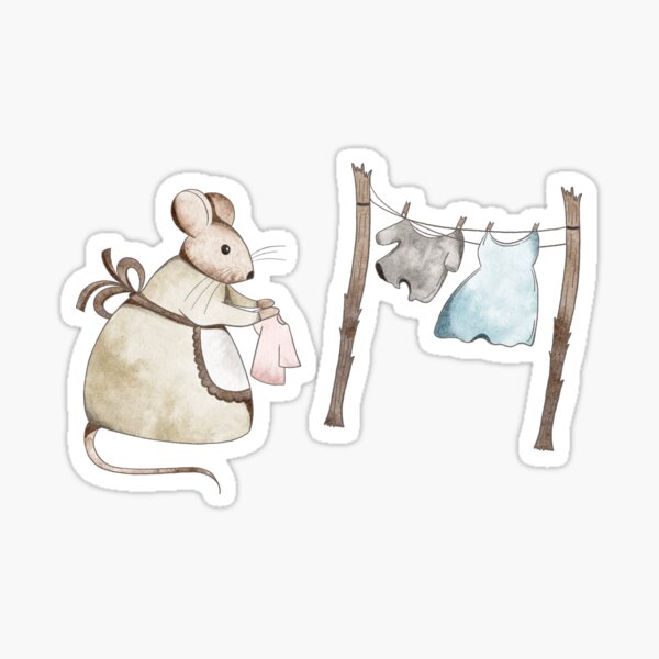 "cute mouse hanging clothes" Sticker for Sale by Bobeys | Redbubble
