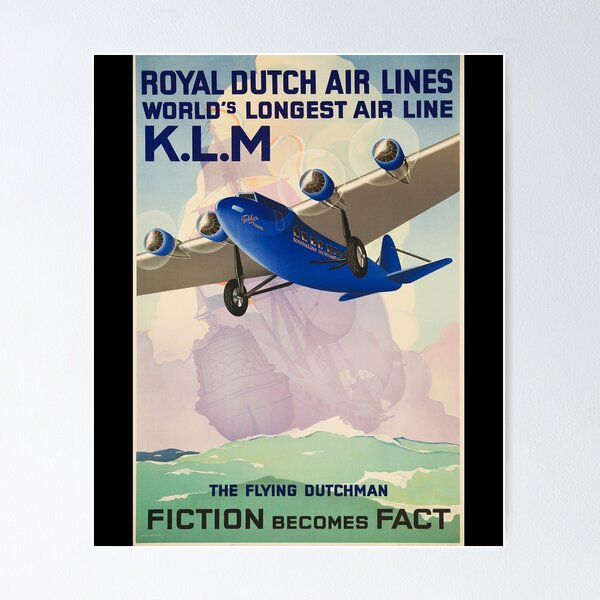 "The Flying Dutchman Airplane KLM Royal Dutch Air Lines Travel Poster ...