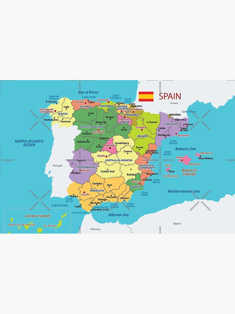 Bolsos de mano «Mapa de España con regiones y principales ciudades» de ...