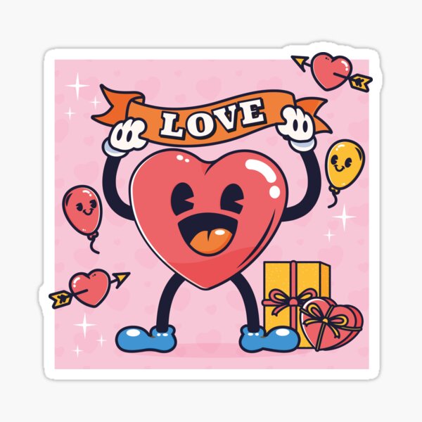 "cute drawing of a heart holding a streamer" Sticker for Sale by ...