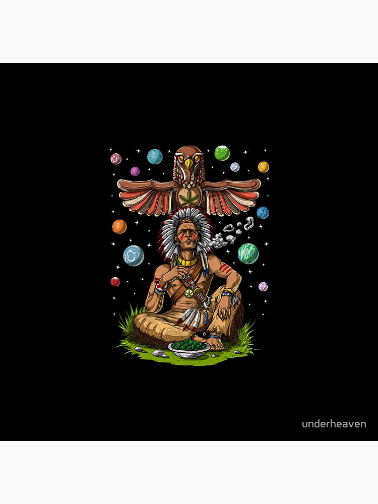 "Native American Chief Smoking Weed" Pin for Sale by underheaven ...