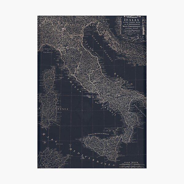 "Vintage old map of Italy. Ancient glowing lights map of Italy ...