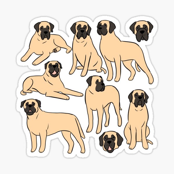 "English Mastiff dog cute cartoon illustration pattern " Sticker for ...