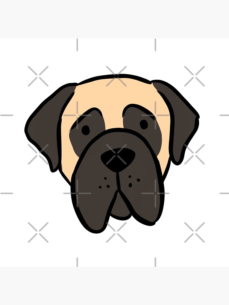 "English Mastiff dog face cute cartoon illustration " Poster for Sale ...