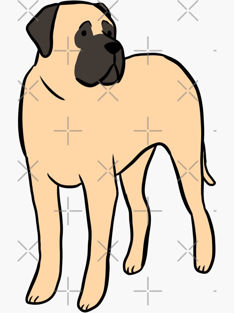 "English Mastiff dog cute cartoon illustration " Sticker for Sale by ...