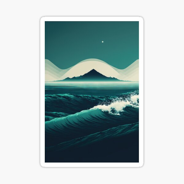 "Retrowave Aesthetic Great Wave Sea at night" Sticker for Sale by ...