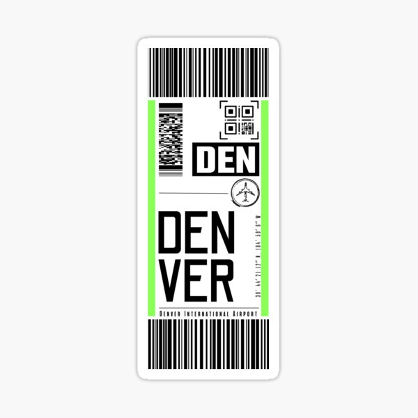 "DENVER DEN classic luggage tag airport stickers" Sticker for Sale by ...