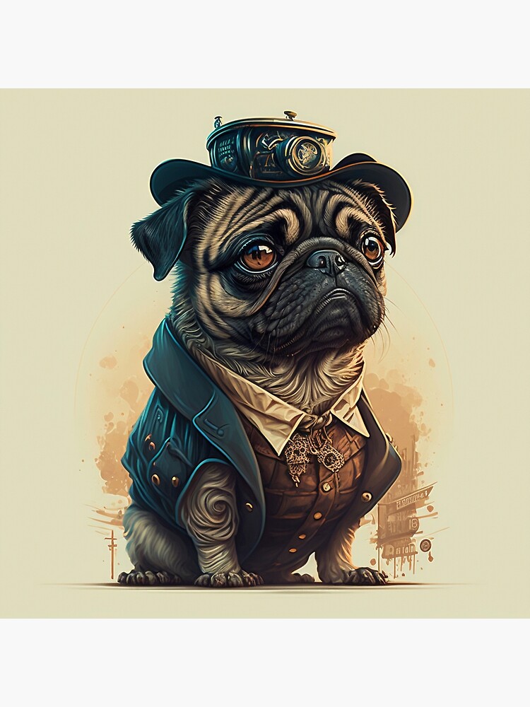 "Little Sweet Cute Pug Puppy Dog dressed like mafia boss" Poster for ...