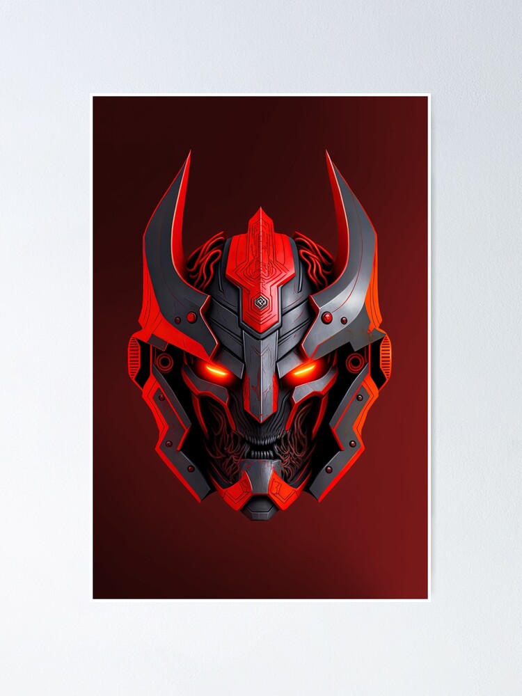 "Angry Robot Head with Red Eyes" Poster for Sale by Conhuir | Redbubble