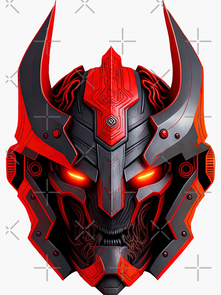 "Angry Robot Head with Red Eyes" Sticker for Sale by Conhuir | Redbubble
