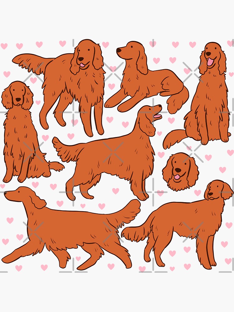 "Red Irish Setter dog illustration pattern " Sticker for Sale by ...