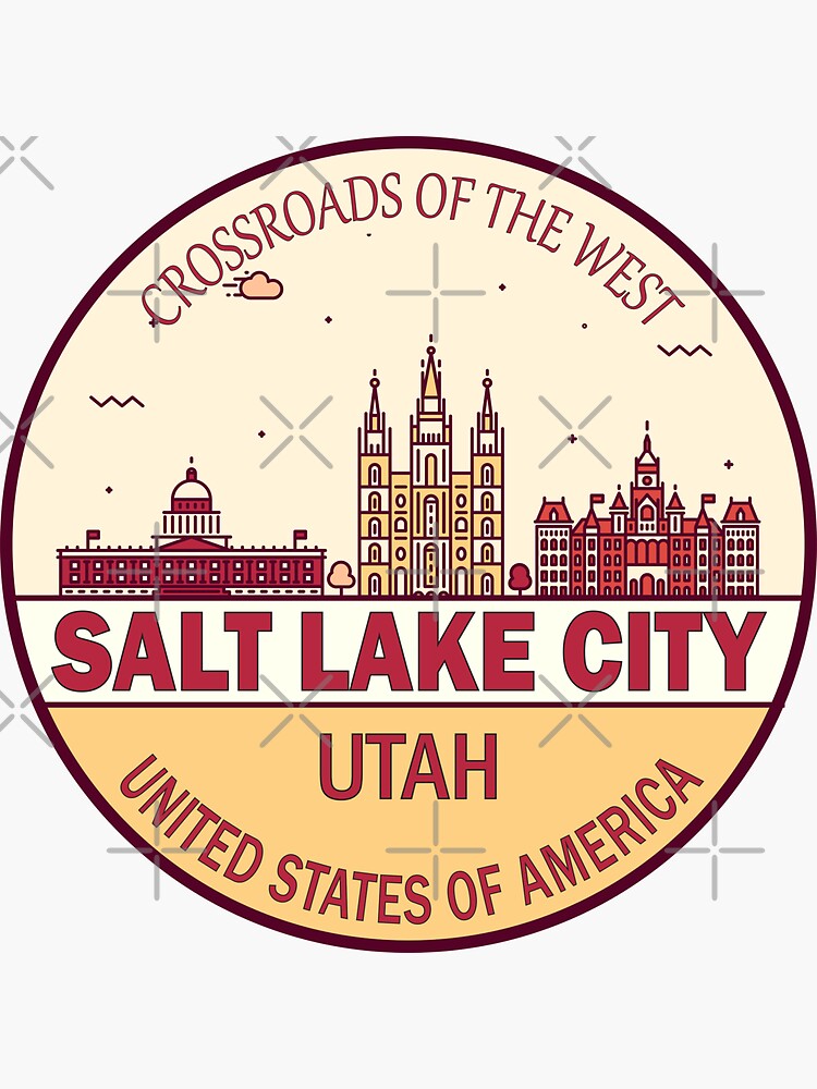 "Salt Lake City Utah City Skyline Emblem" Sticker for Sale by ...