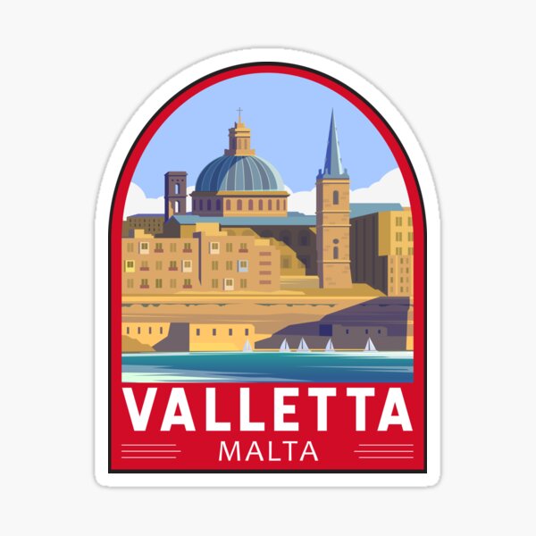 "Valletta Malta Travel Retro Emblem" Sticker for Sale by KrisSidDesigns ...