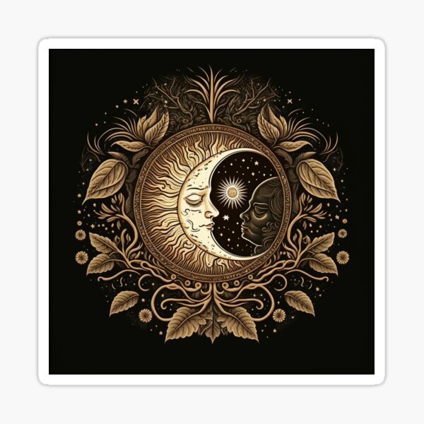 "Celestial Symphony Vintage Sun and Moon Lithograph" Sticker for Sale ...