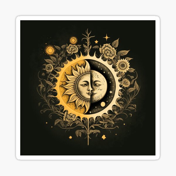 "Celestial Symphony Vintage Sun and Moon Lithograph" Sticker for Sale ...