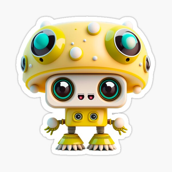 "Fun and colorful robot mushroom. Drawing of hallucinating mushrooms ...