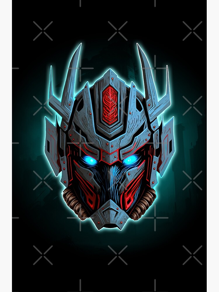 "Angry Robot Head with Blue Eyes" Poster for Sale by Conhuir | Redbubble