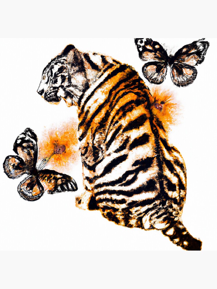 "tiger screen print with butterfly" Sticker for Sale by Fsool22 | Redbubble