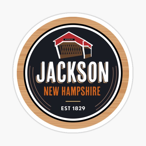 "Jackson New Hampshire Badge with the Honeymoon Bridge" Sticker for ...