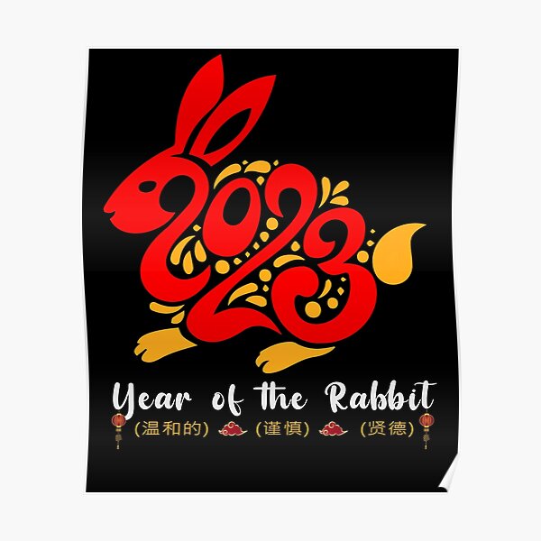 "Happy Chinese New Year 2023 Year of The Rabbit Horoscope" Poster for ...