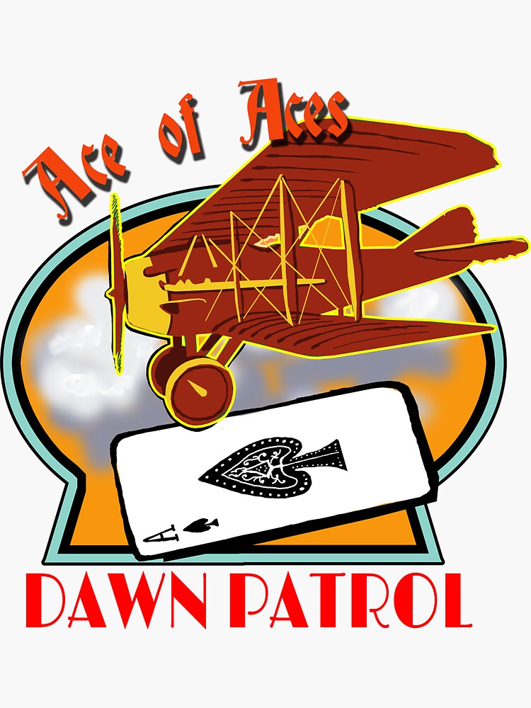 "Classic biplane design: Ace of aces, dawn patrol." Sticker for Sale by ...