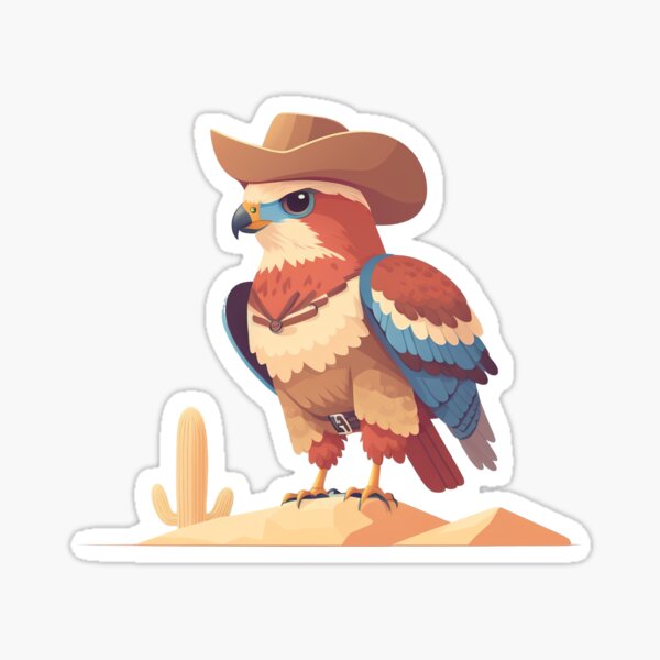 "Cute Red-Tailed Hawk Cowboy(Transparent)" Sticker for Sale by pastelcountrytx | Redbubble