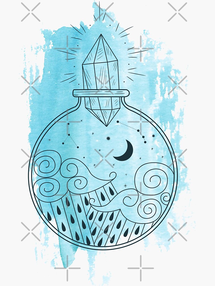 "Blue Magic drink icon cartoon magick Potion drawn image" Sticker for ...
