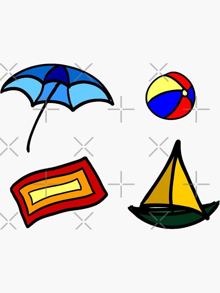 "Beach Fun Sticker Variety Pack" Sticker for Sale by PurpleSneaker ...