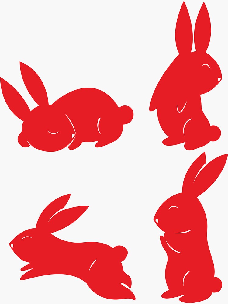 "Year of the Rabbit 2023 - Chinese New Year - Red Rabbits" Sticker for ...