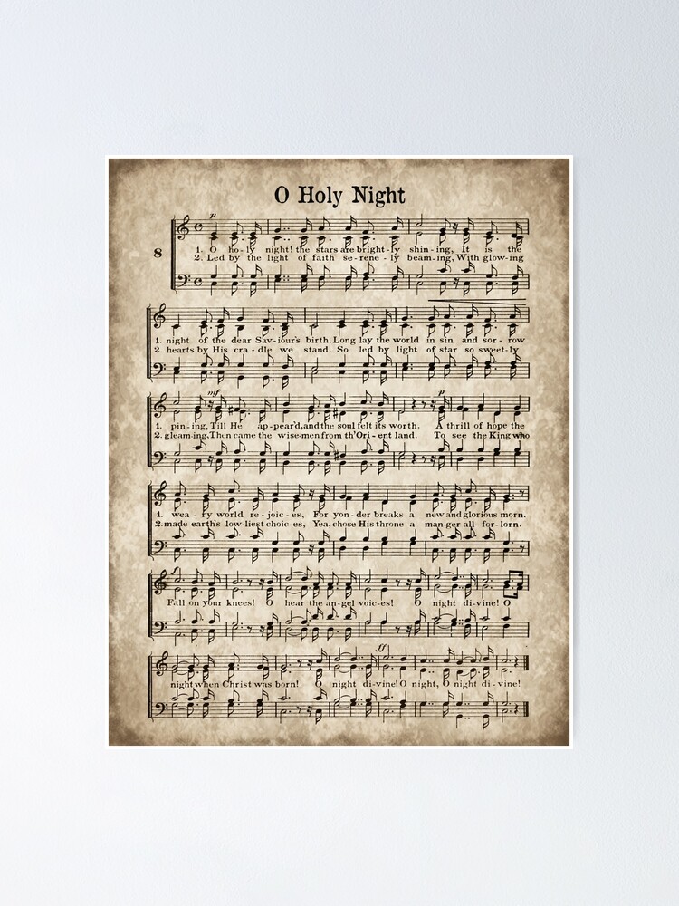 "O Holy Night Vintage Christmas Hymn Music" Poster for Sale by ...