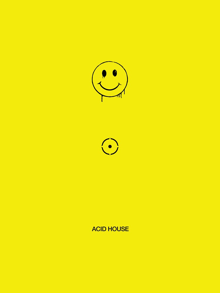 "ACID HOUSE MUSIC POSTER - DANCE RAVE BLACK AND YELLOW ILLUSTRATION ...