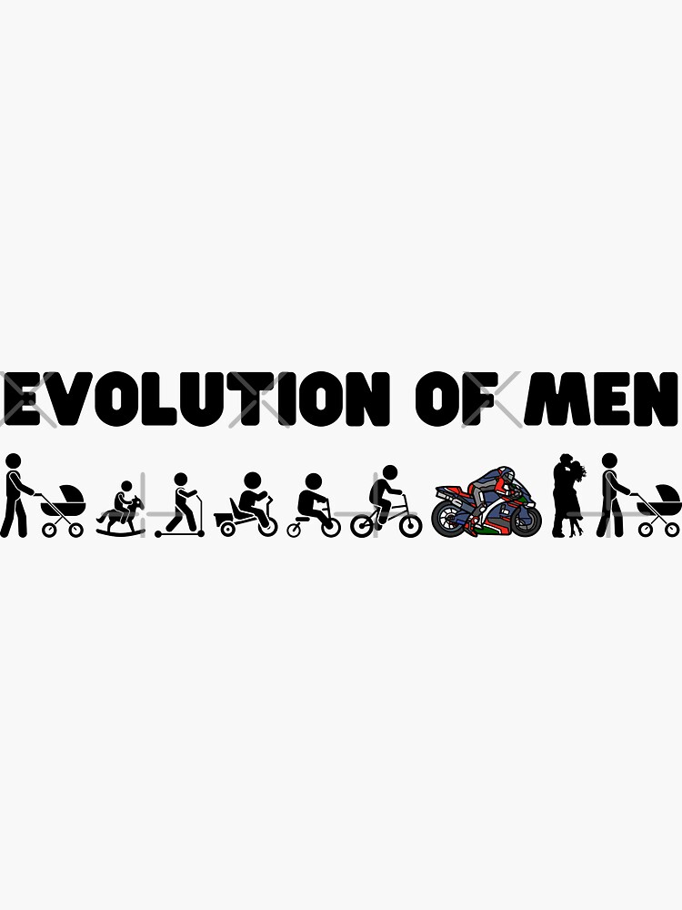 "EVOLUTION OF MEN - funny motorcycle design" Sticker for Sale by ...