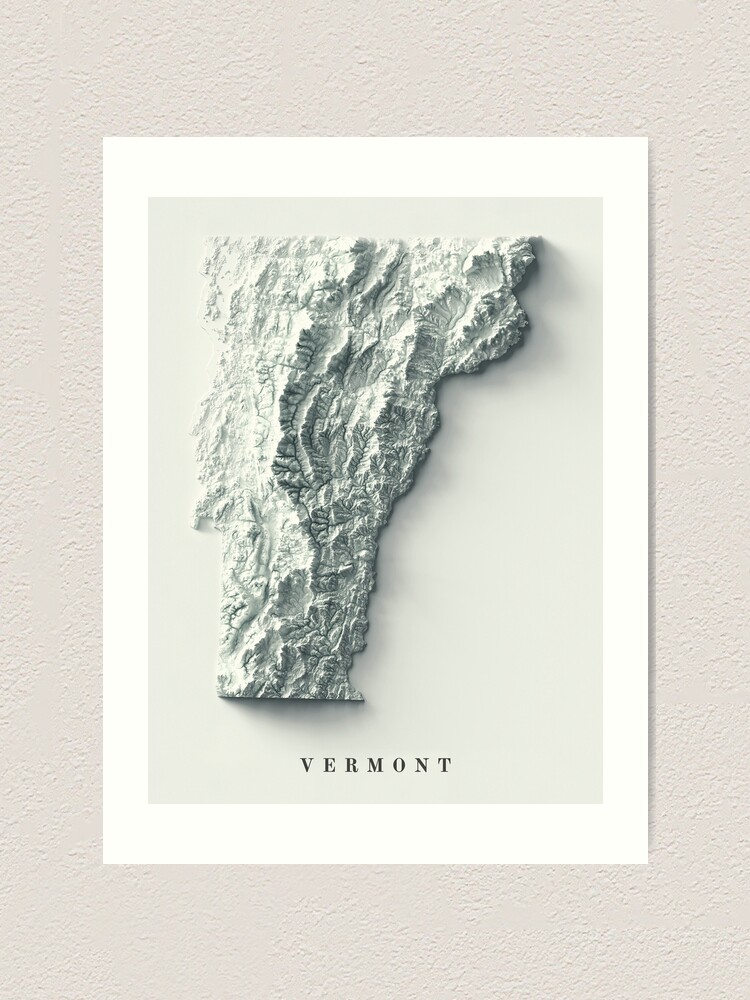 "Vermont, USA Shaded Relief Map 3D digitally-rendered" Art Print for ...
