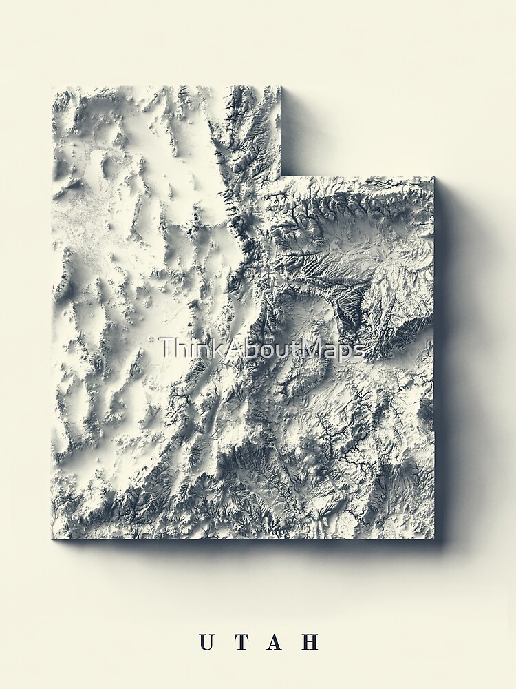 "Utah Shaded Relief Map 3D digitally-rendered" Art Print for Sale by ...