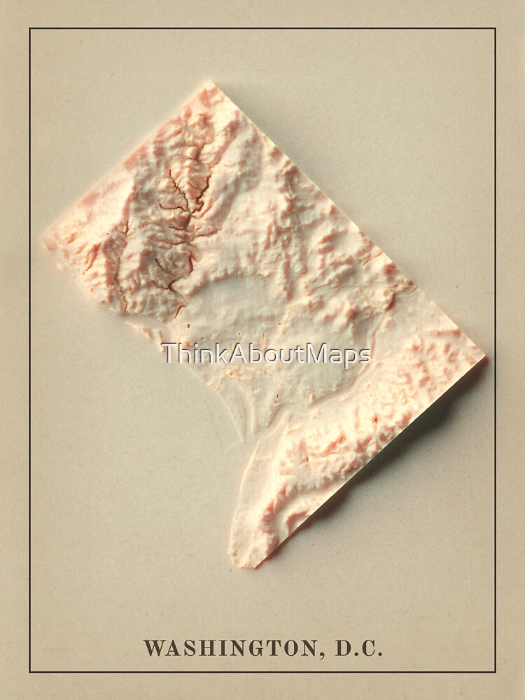 "Washington DC, USA Shaded Relief Map 3D digitally-rendered" Sticker ...