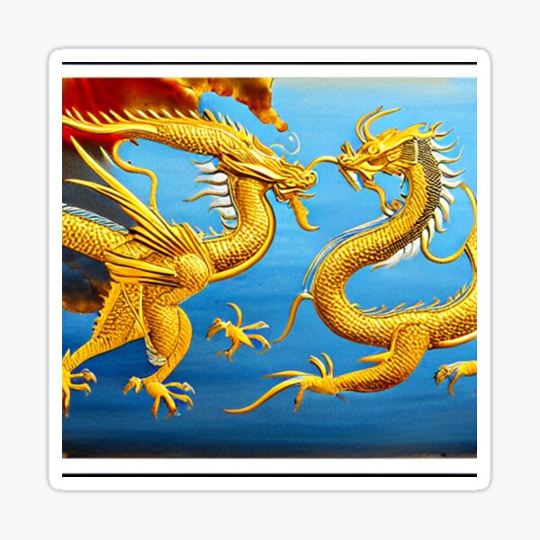 "Two Golden Chinese Dragon" Sticker for Sale by PlayDifferent | Redbubble