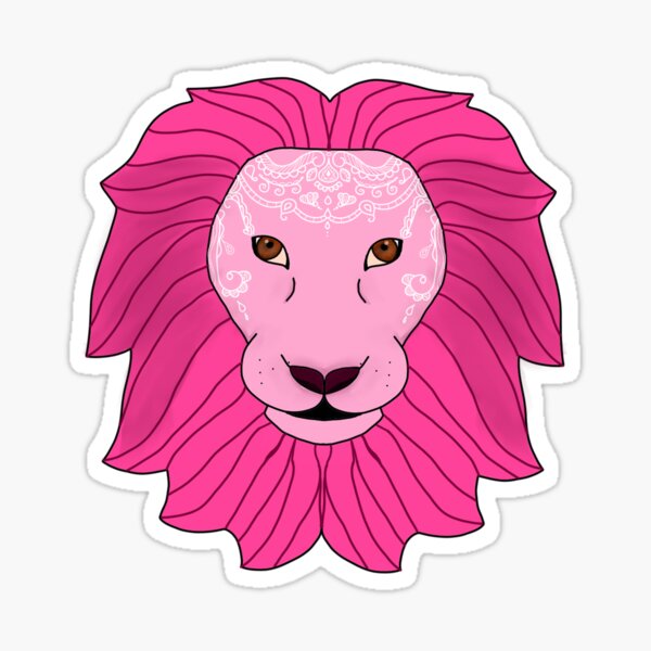 Pegatina «Poder del León - León rosado» de Dollies-co | Redbubble