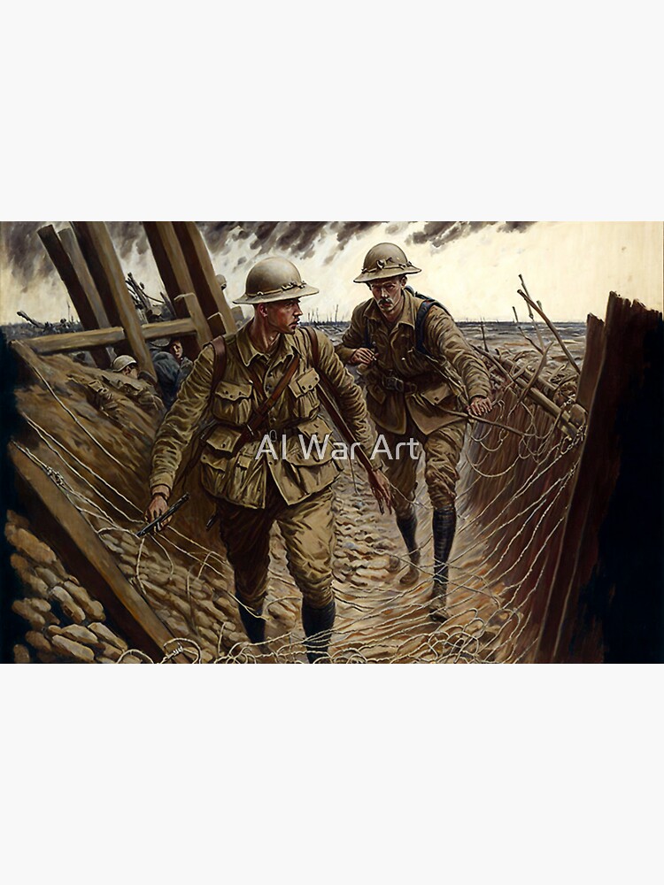 "Soldiers In A Trench - WW1" Sticker for Sale by AIWarArt | Redbubble