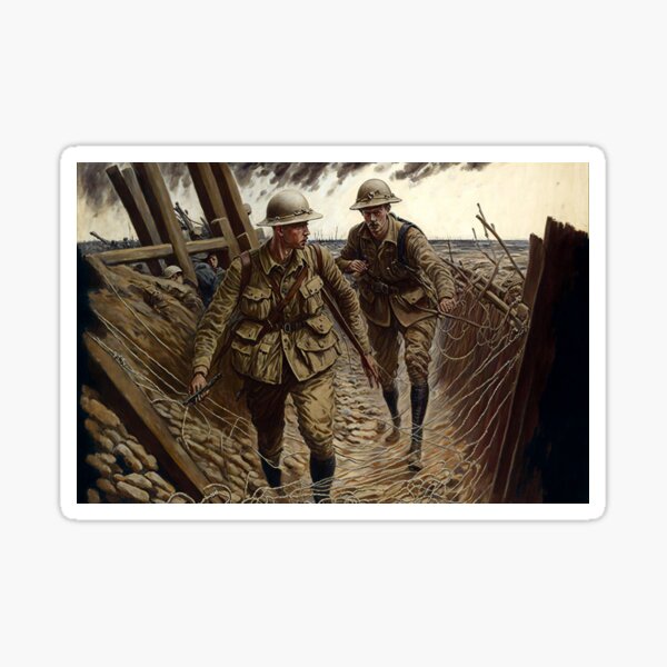 "Soldiers In A Trench - WW1" Sticker for Sale by AIWarArt | Redbubble