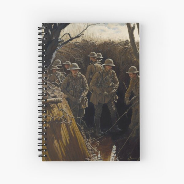 "Soldiers In A Flooded Trench - WW1 War Art" Spiral Notebook for Sale ...